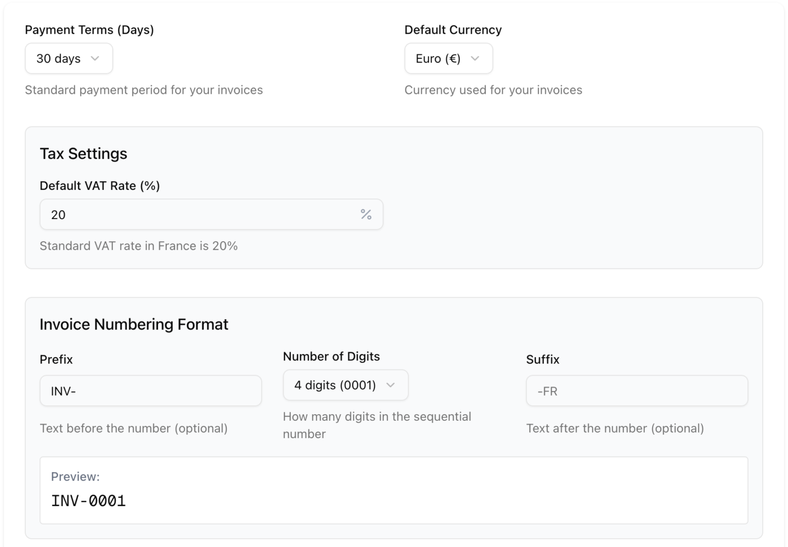 Free Invoice Generator for France - 20 Free Invoices/Month
